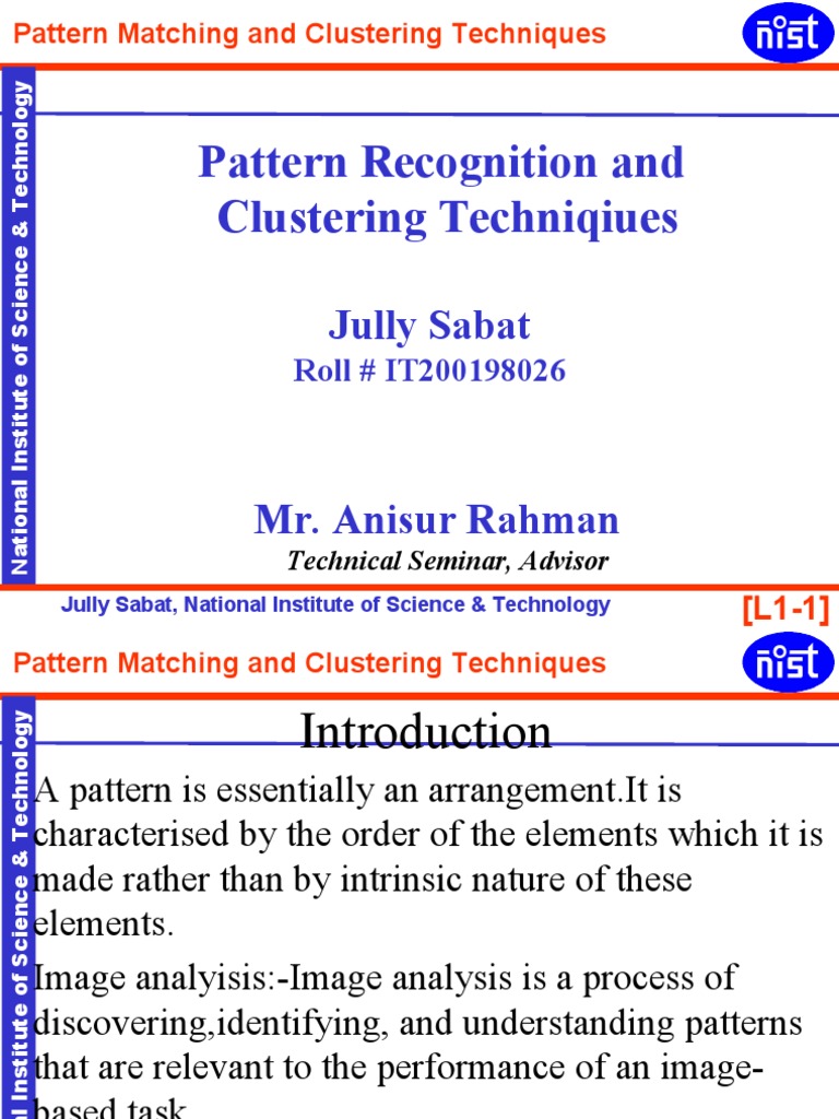 Pattern Recognition and Clustering Techniques | PDF | Cluster Analysis | Areas Of Computer Science