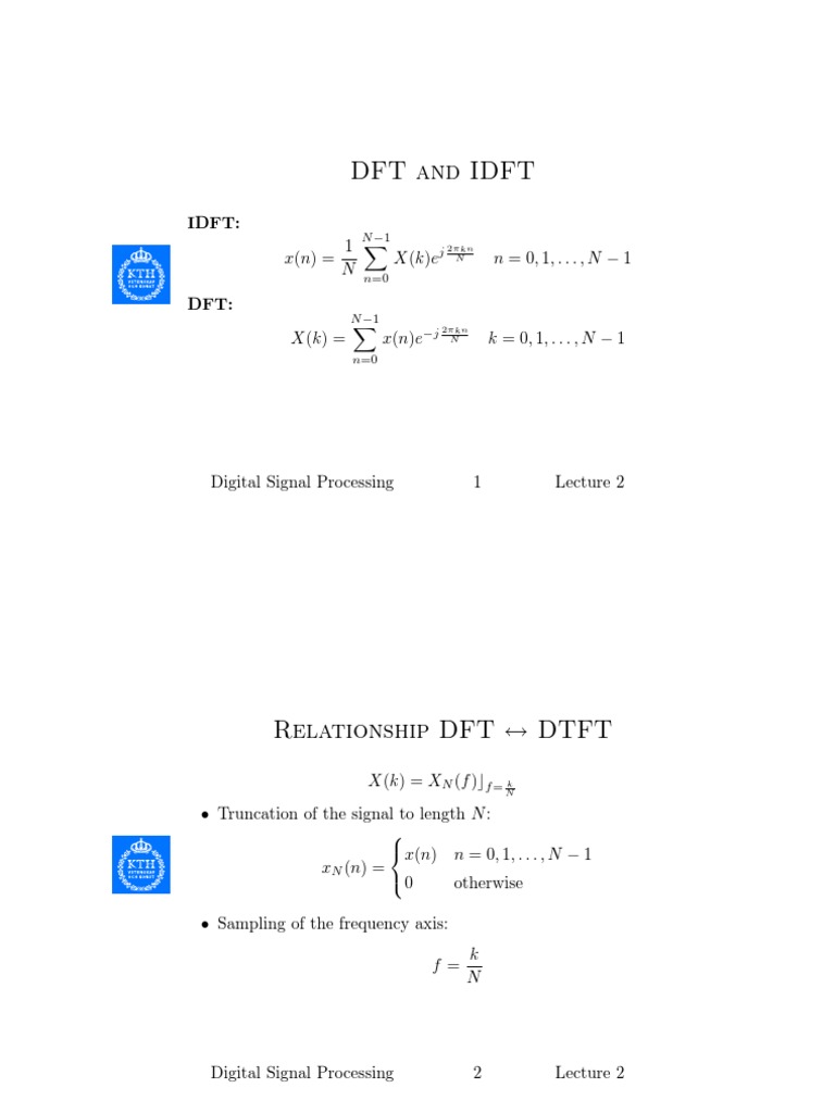 Relationship DFT and DTFT | PDF | Discrete Fourier Transform | Fast ...