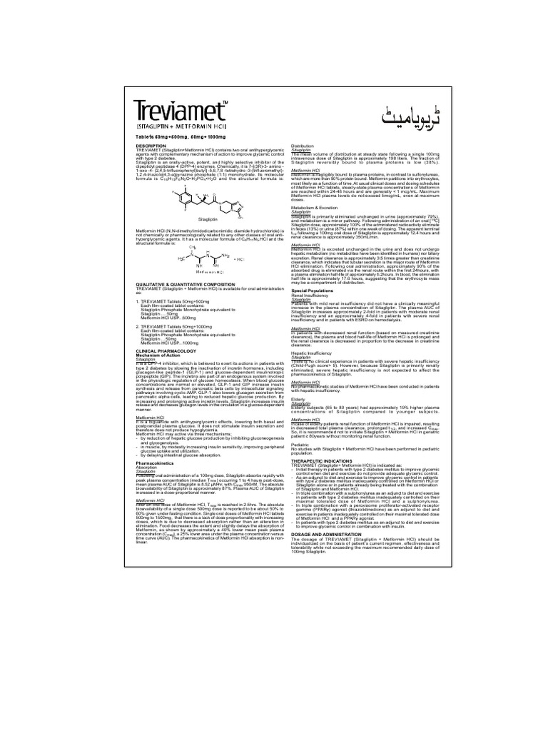 Treviamet Tab Leaflet Pakistan | PDF