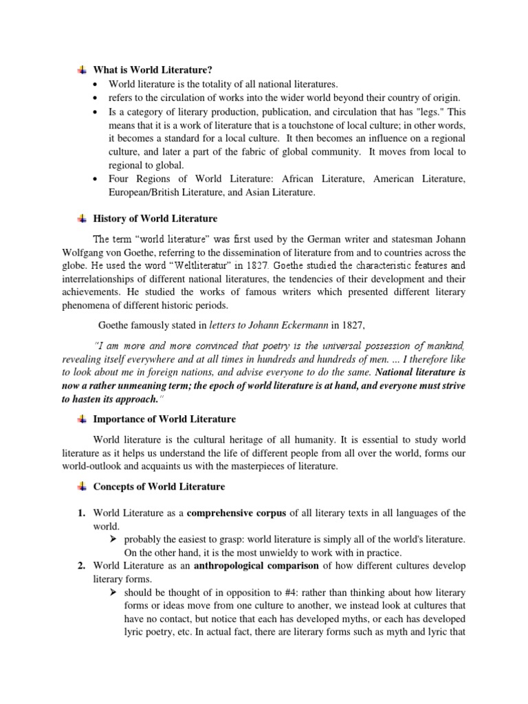 World Literature Handout | PDF