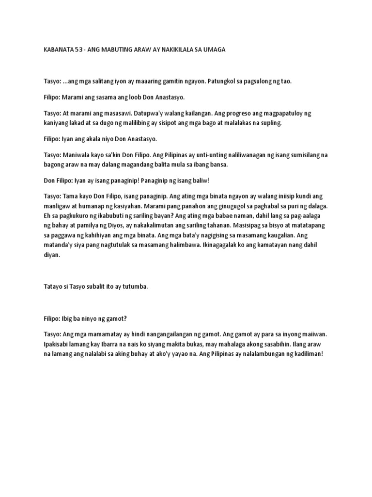 Noli Me Tangere Kabanata 53 (My Script) | PDF