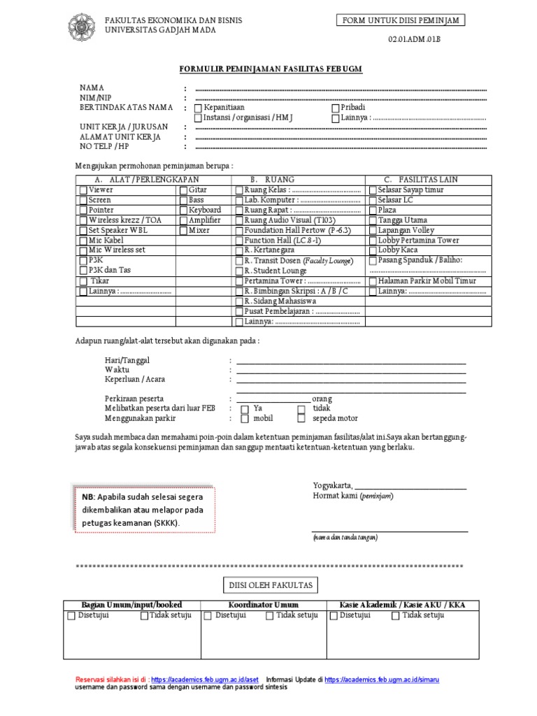 Form Peminjaman Fasilitas | PDF