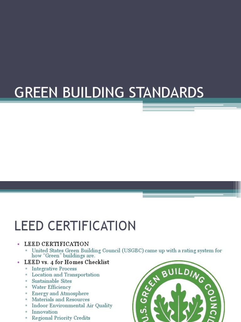 GREEN BUILDING STANDARDS-Notes | PDF