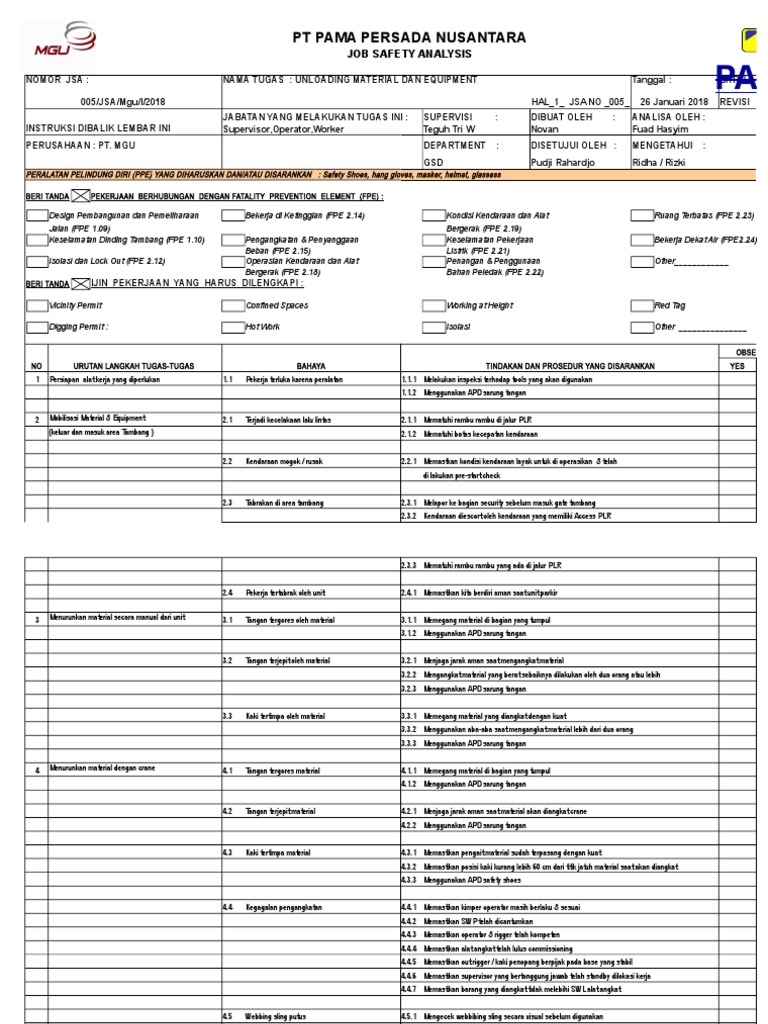 JSA 005 Unloading | PDF