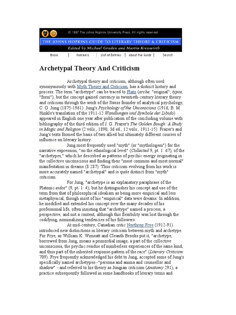 JH Archetypal Theory | PDF | Carl Jung | Archetype