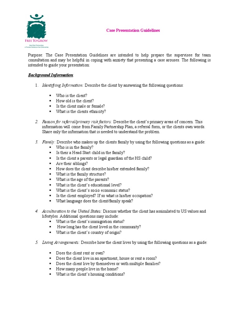 Case Presentation Guidelines | PDF