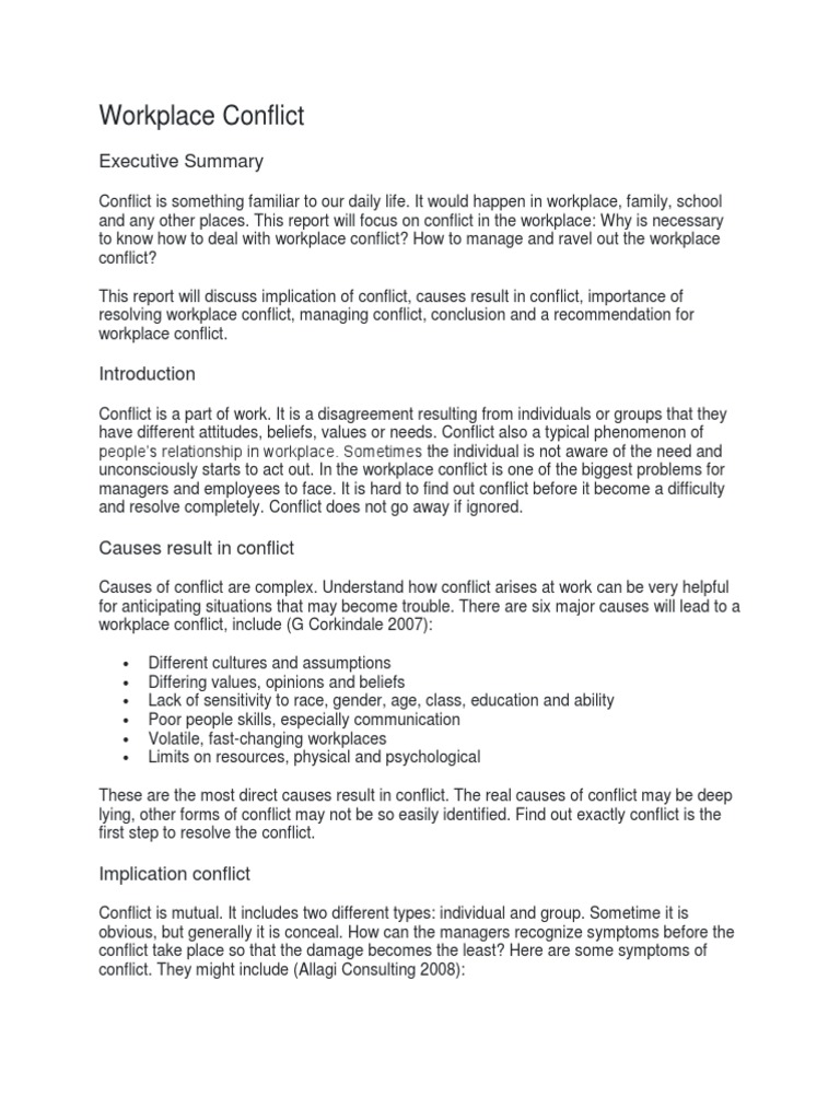 Workplace Conflict | PDF | Career & Growth