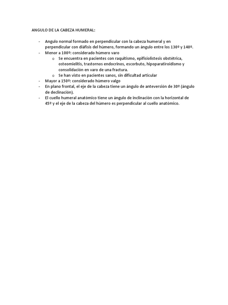 Ángulos del Húmero: Normal y Anomalías | PDF | Ciencia y matemáticas