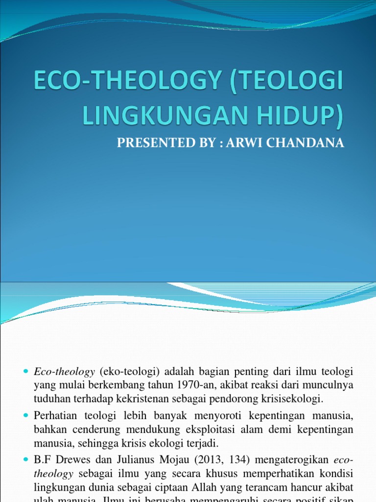 Eco-Theology (Teologi Lingkungan Hidup) | PDF