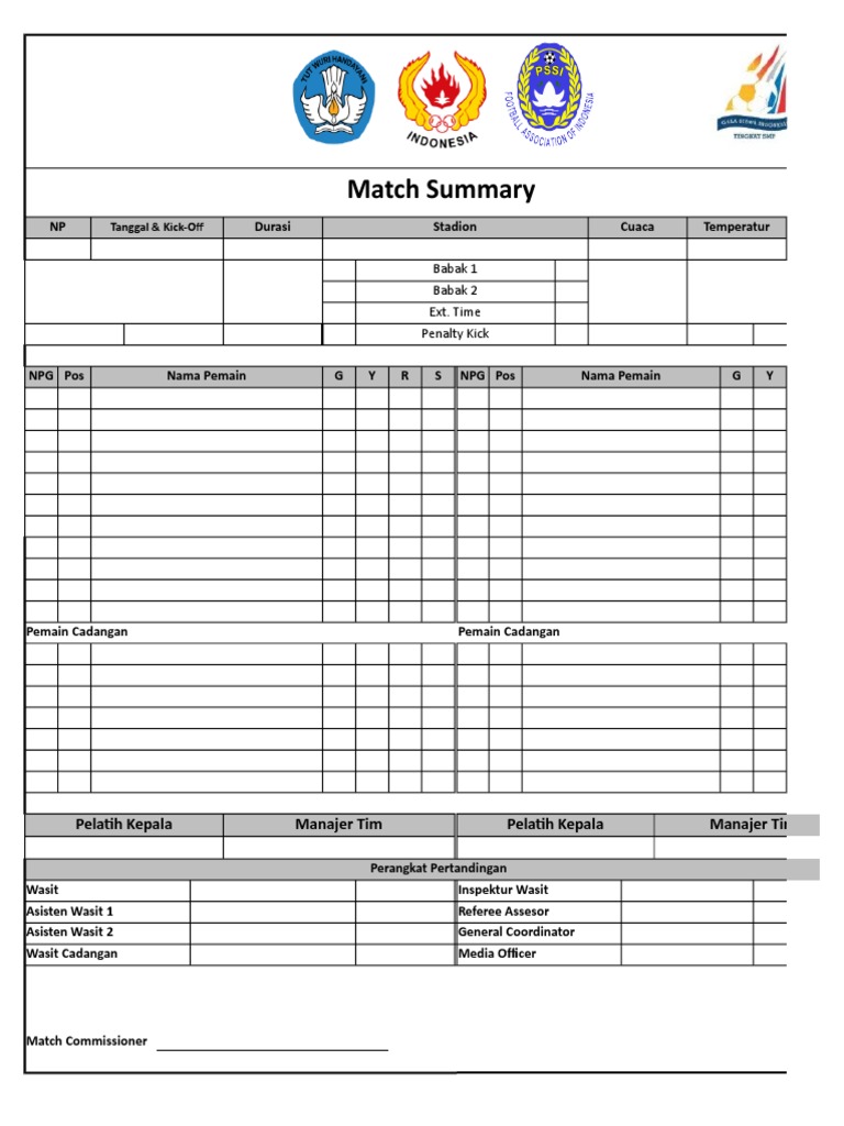 Format Laporan Pertandingan Futsal | PDF