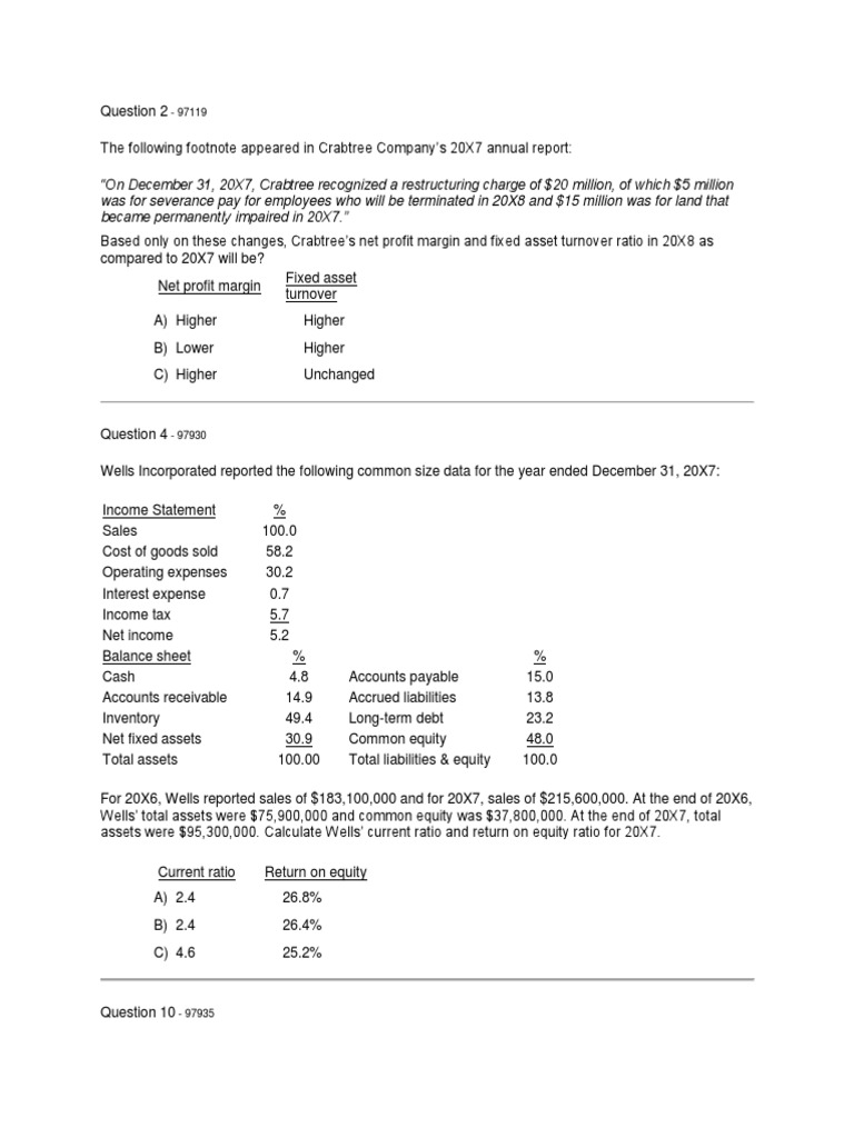 Practice Questions For Ratio Analysis2 | PDF