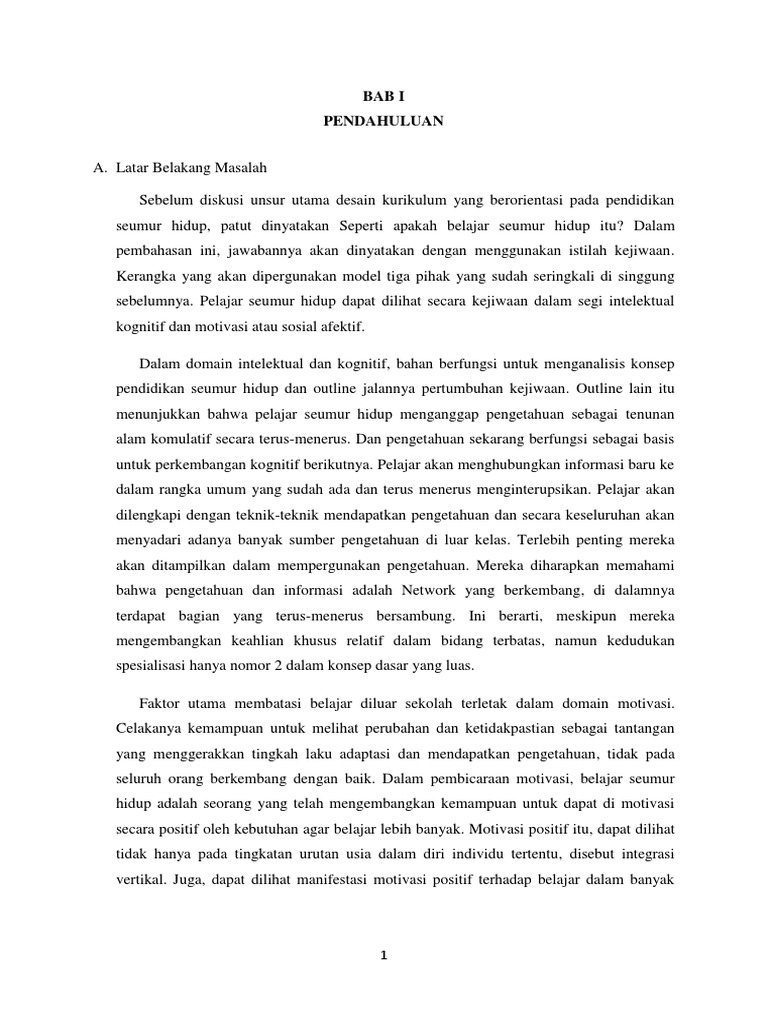 Makalah Implikasi Pendidikan Seumur Hidup | PDF