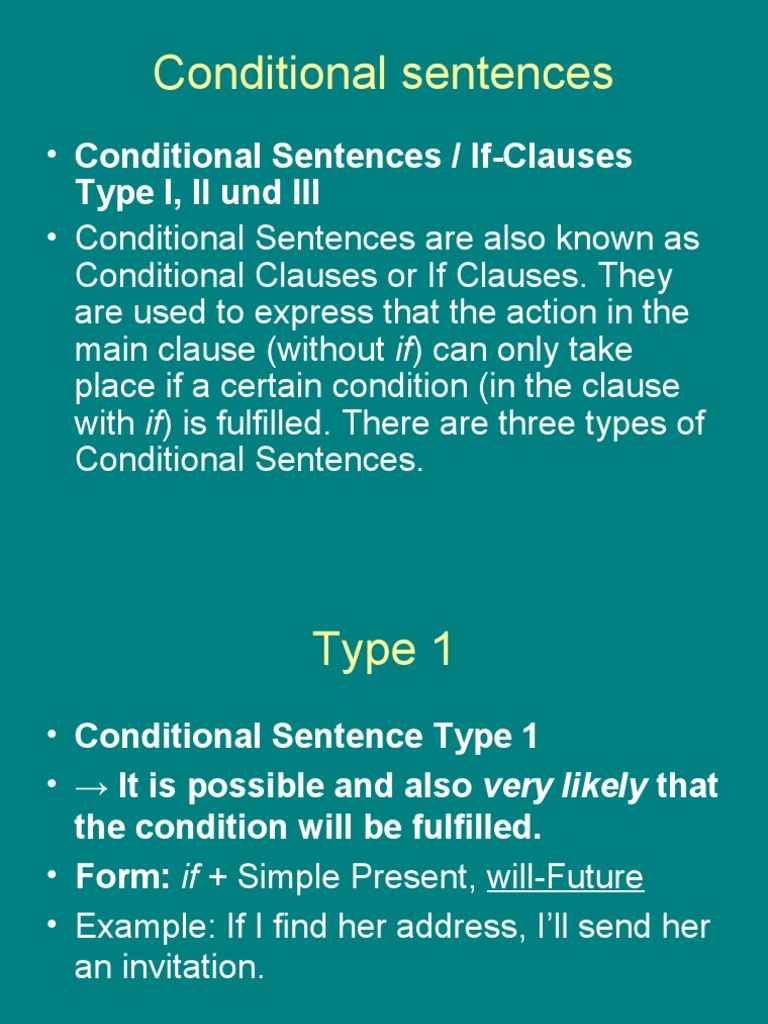 Conditional Sentences: Type I, II Und III | PDF | Grammar | Sports ...