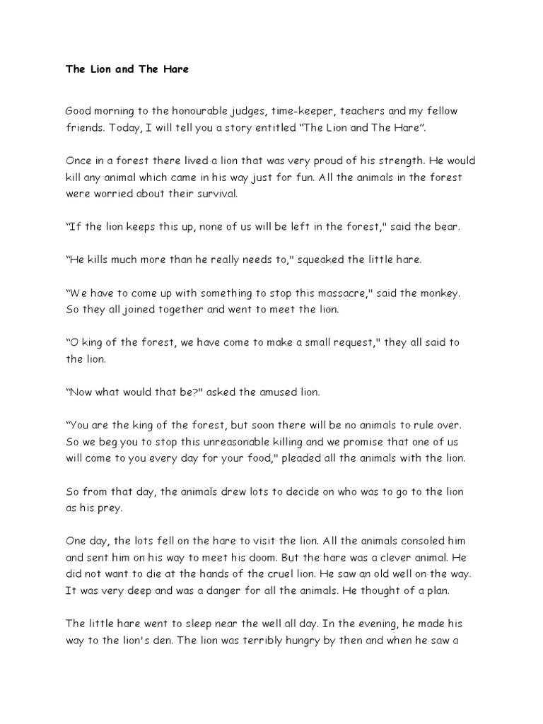 The Lion and The Hare | PDF