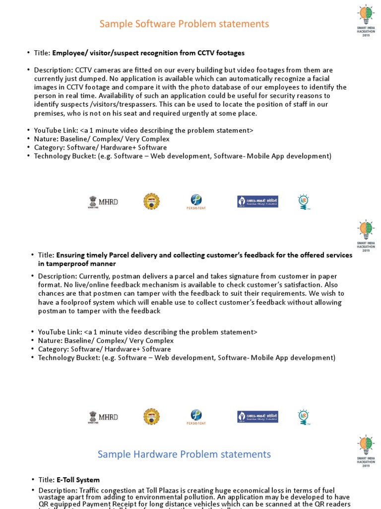 Sample Software Problem Statements PDF | PDF