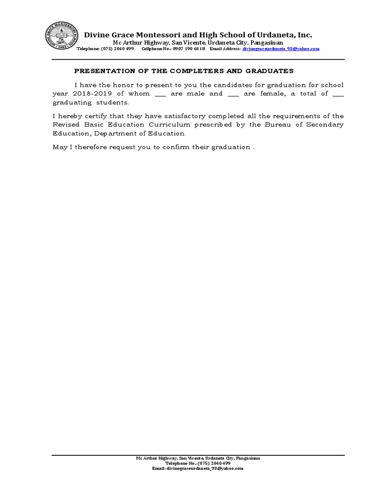 Presentation of Completers 2018-2019 | PDF