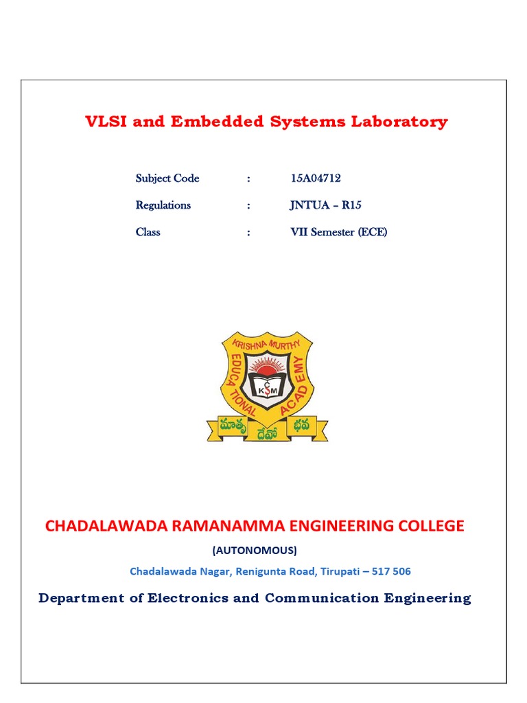 VLSI & Embedded Systems Lab Manual | PDF | Computers | Technology ...