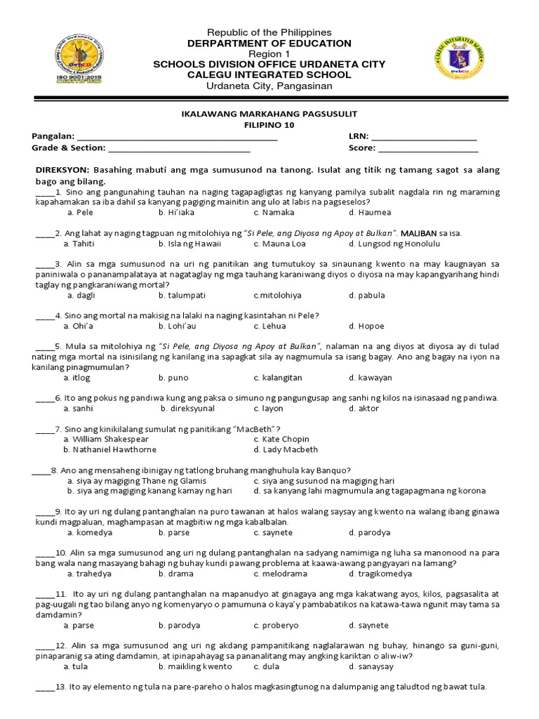 Filipino 10 2qa | PDF