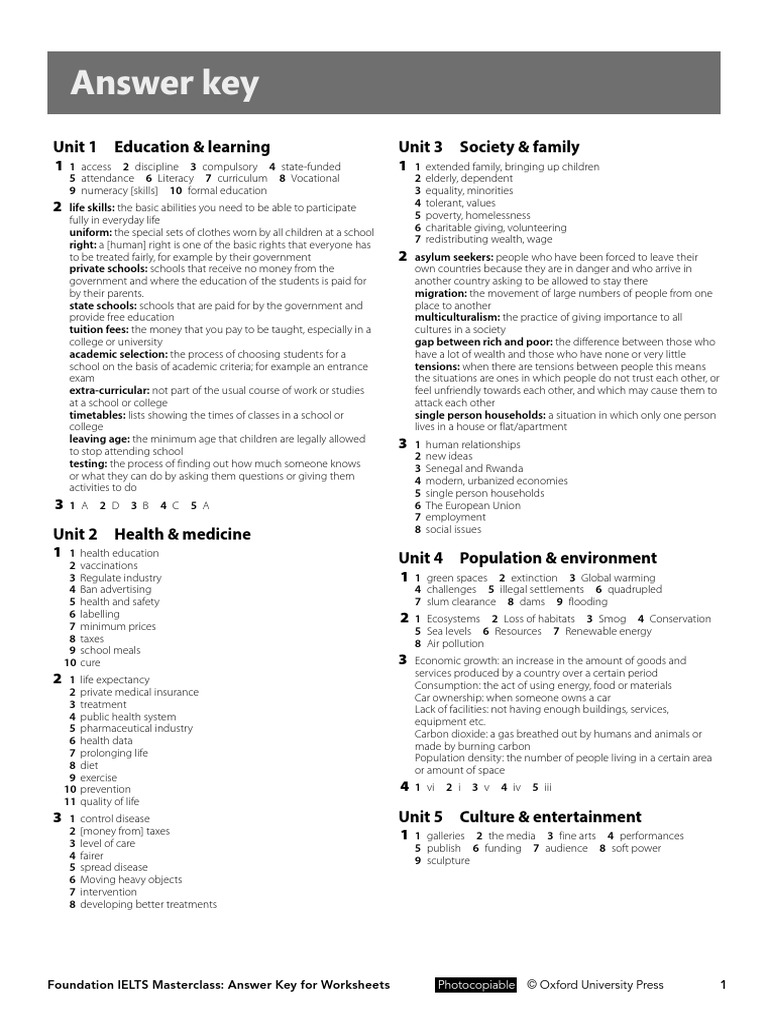 Foundations Ielts Mclass PCM Answer Key PDF | PDF