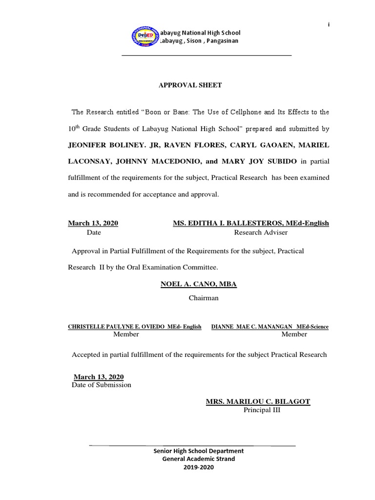 APPROVAL SHEET-Table of Contents | PDF
