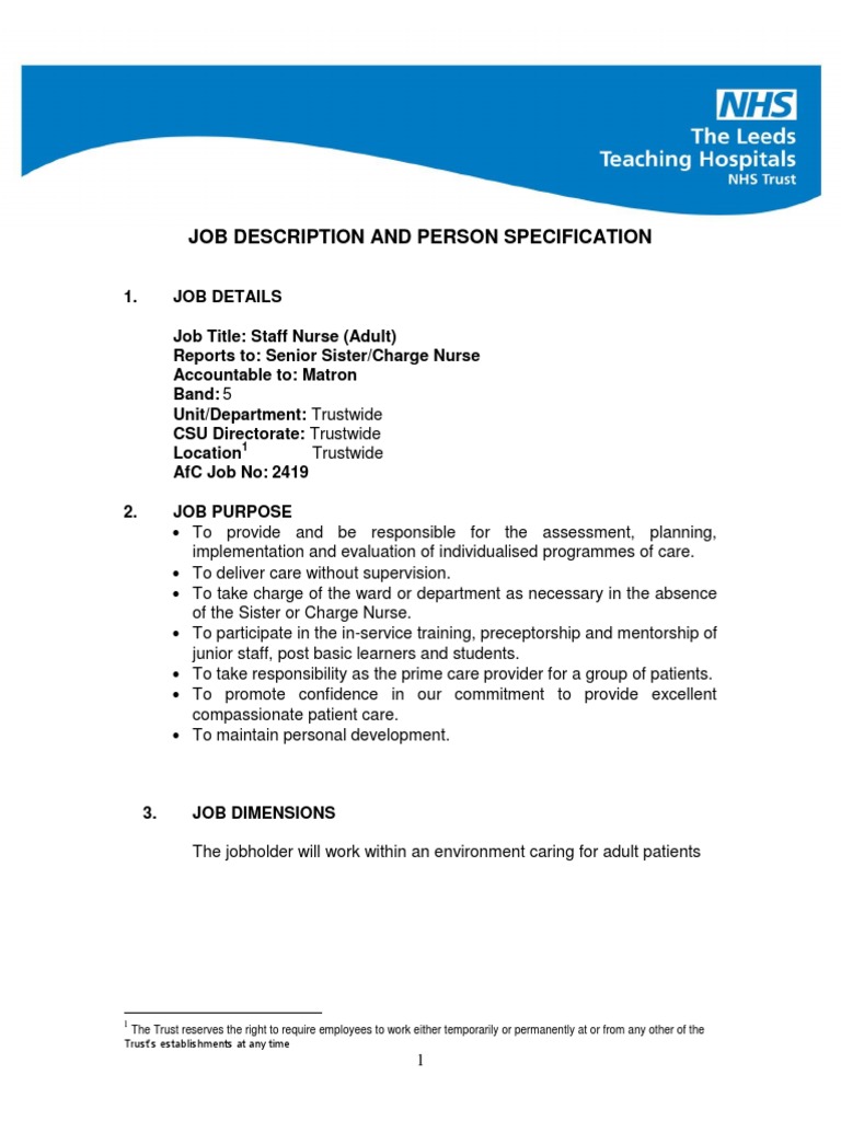 Job Description & Person Specification | PDF