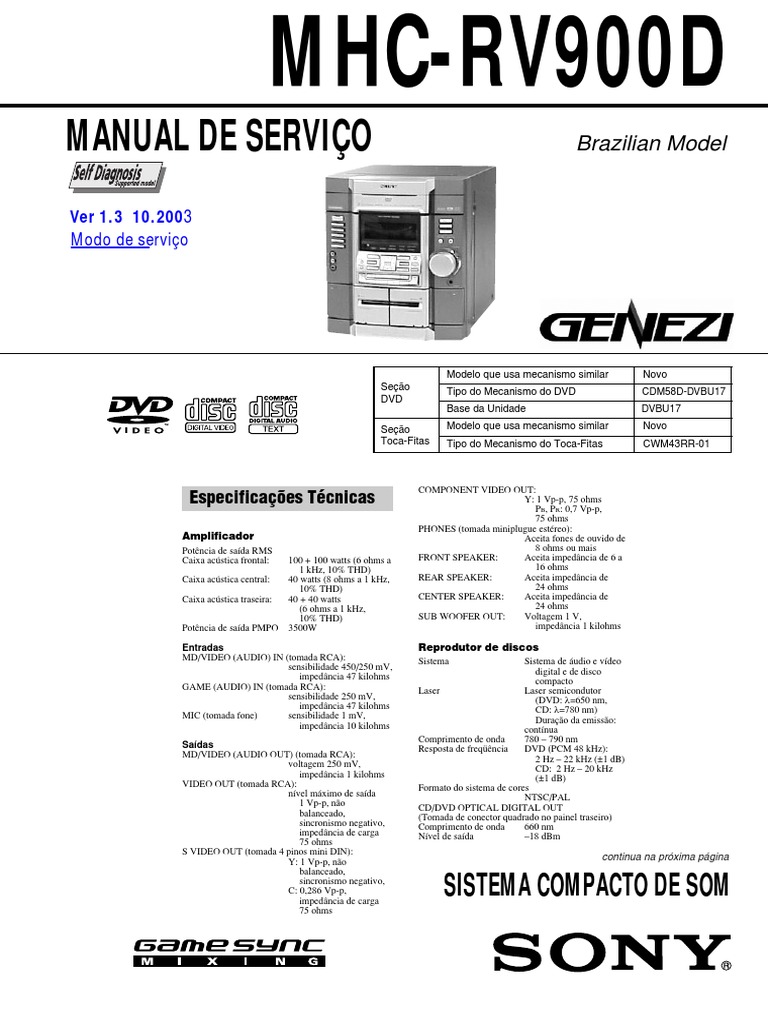 MHC-RV900D Ver. 1.3 | PDF