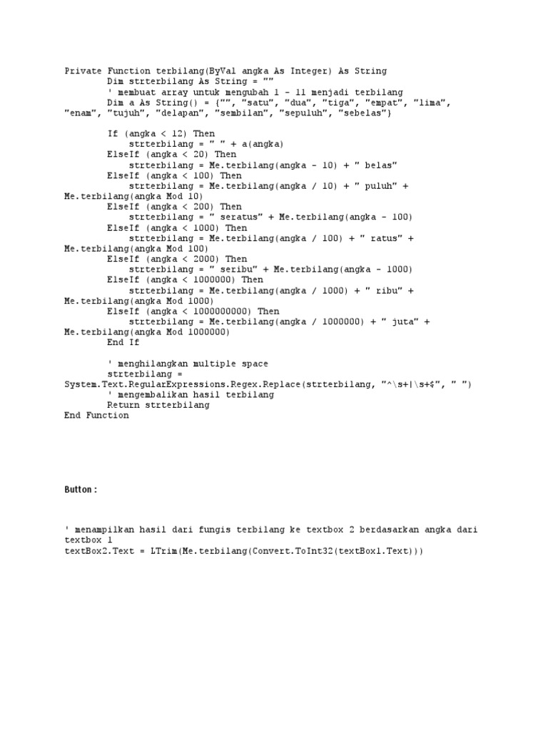Contoh Tugas Visual Basic Code | PDF