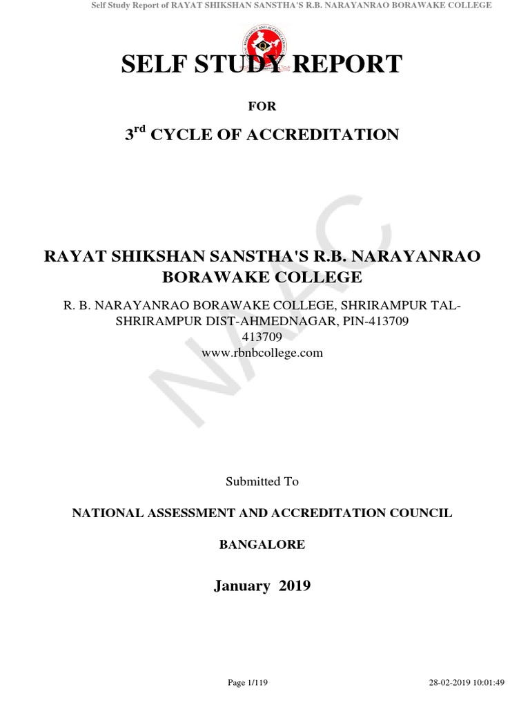 RBNB College Shrirampur Self Study Report | PDF