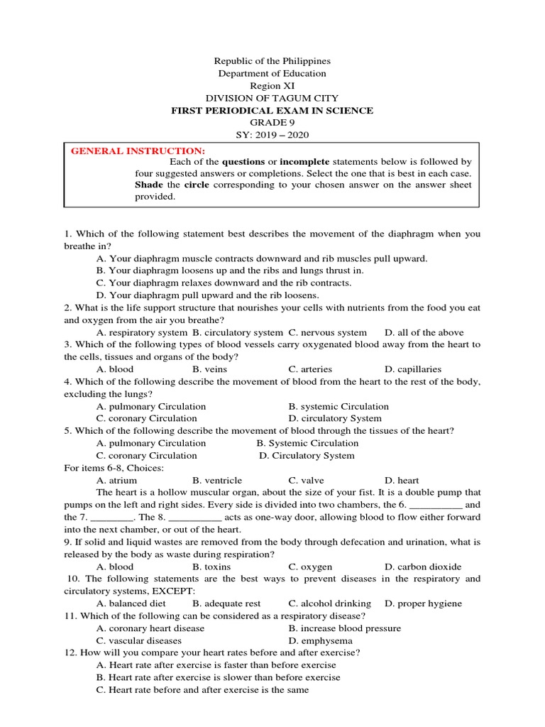 First Grading Examination Science 9 | PDF