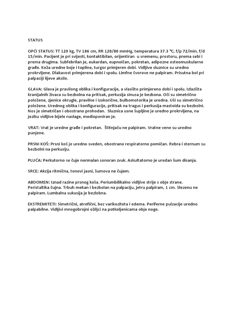 Anamneza I Status | PDF