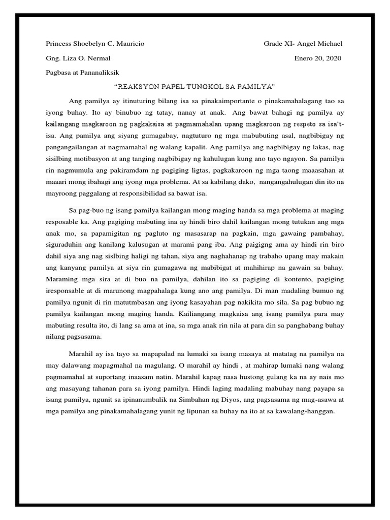 Reaksyong Papel | PDF