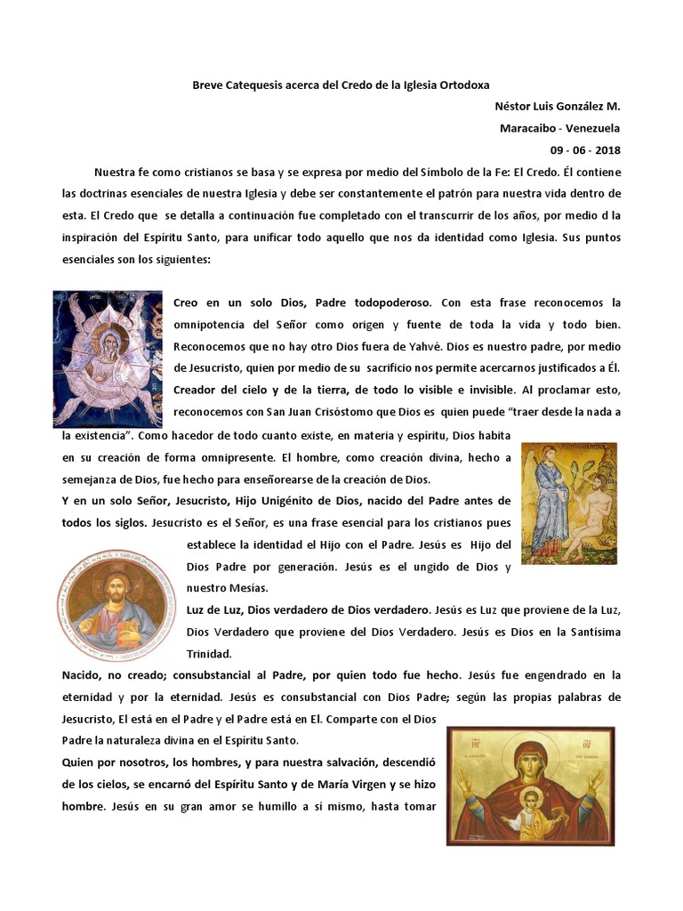 Breve Catequesis Acerca Del Credo de La Iglesia Ortodoxa | PDF
