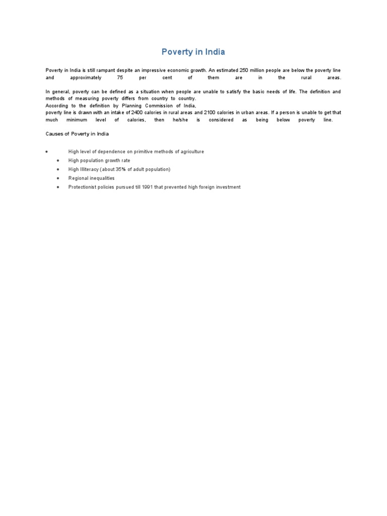 Poverty in India: Causes and Impact | PDF