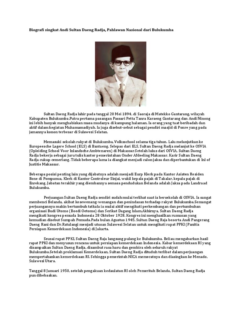 Biografi Singkat Andi Sultan Daeng Radja | PDF