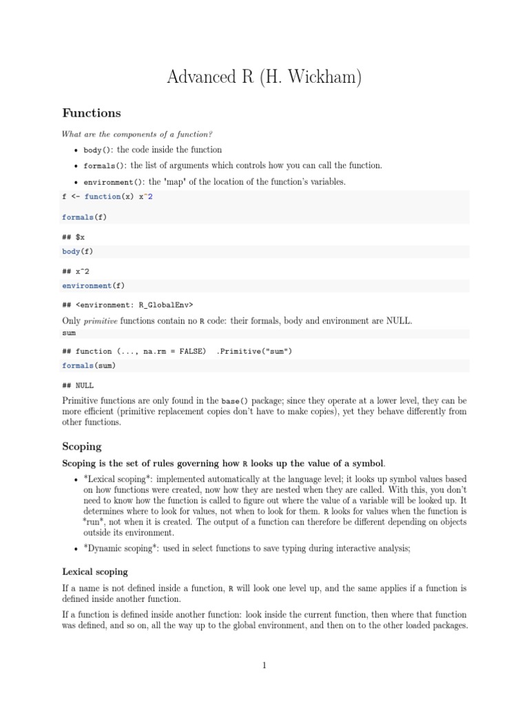 Advanced R PDF | PDF Advanced R PDF | PDF