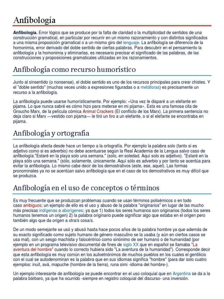 Definición y Ejemplos de Anfibología | PDF | Estudios de idiomas ...