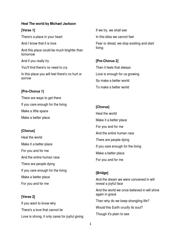 Heal The World by Michael Jackson | PDF | Religion & Spirituality