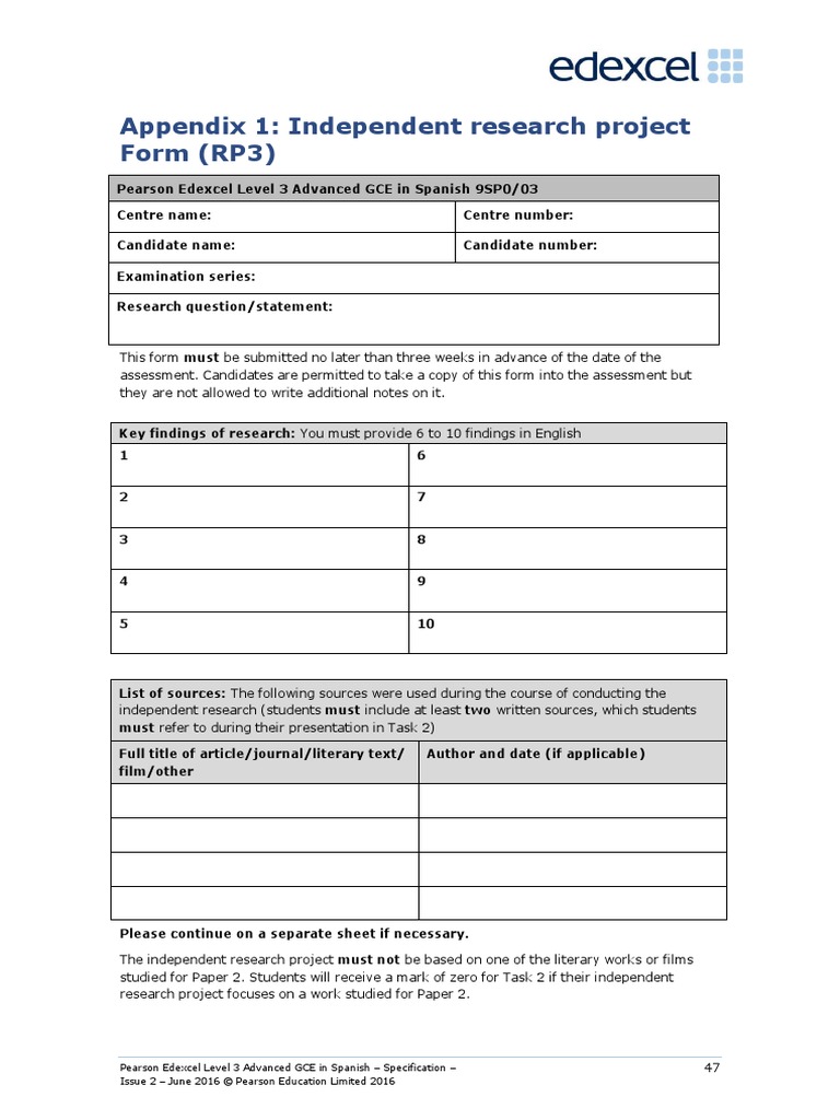 A Level Spanish RP3 Form | PDF