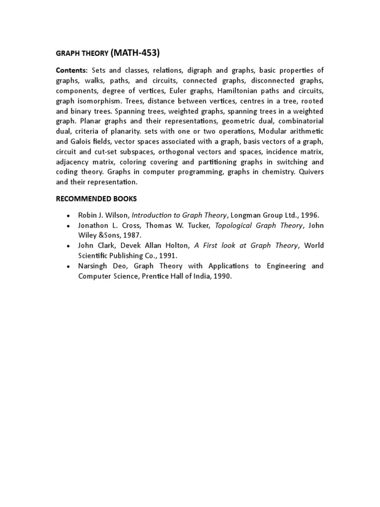 Graph Theory Overview and Resources | PDF | Teaching Methods & Materials