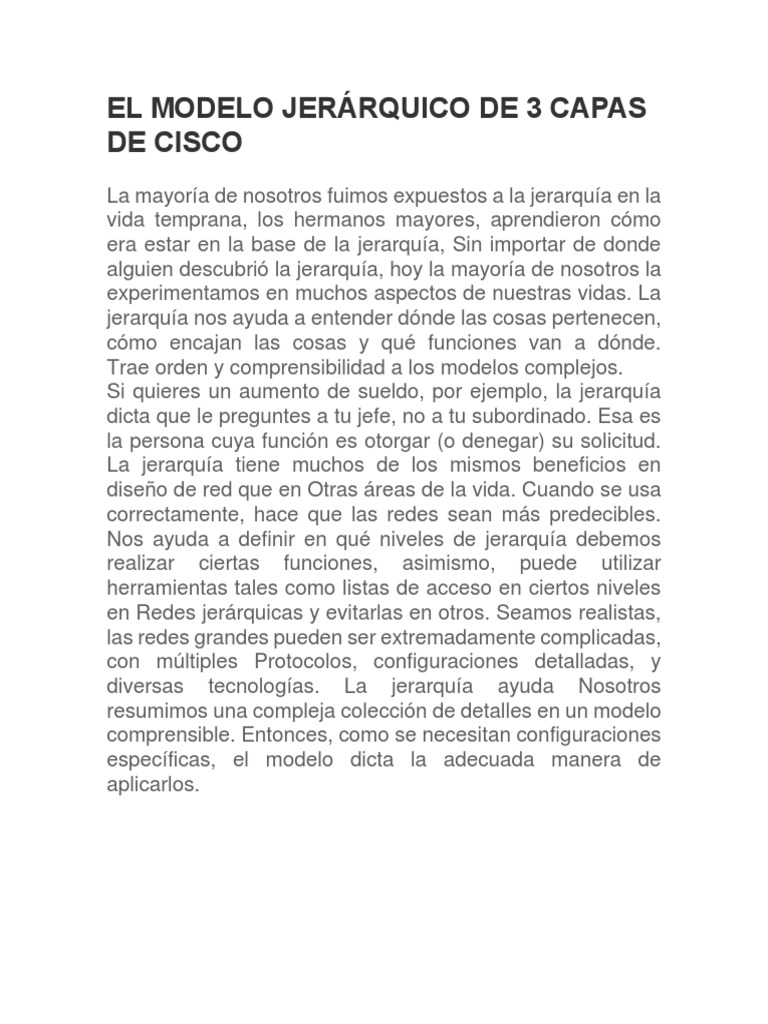 Modelo Jerarquico de Tres Capas | PDF