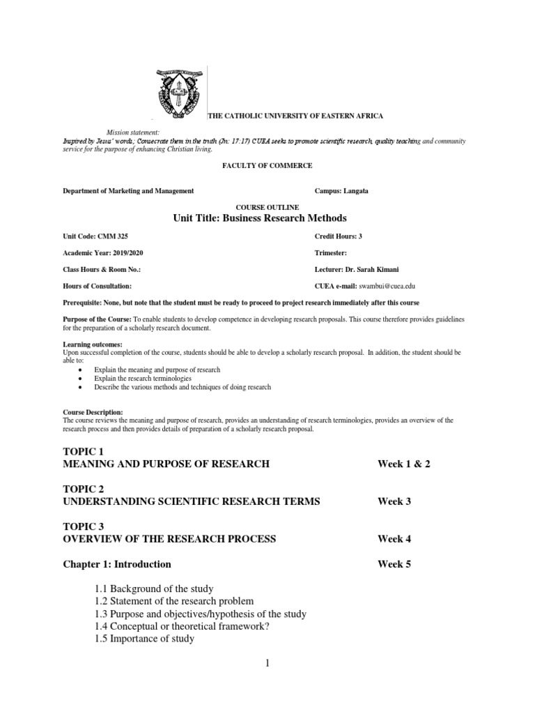 BRM Course Outline | PDF BRM Course Outline | PDF