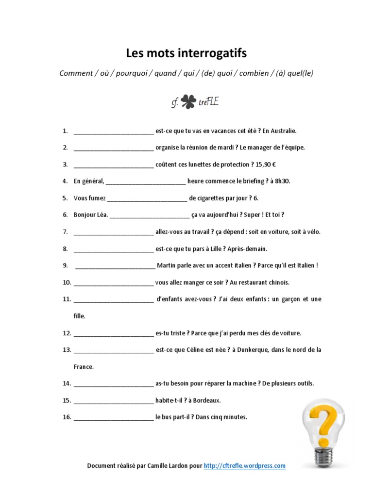 Les Mots Interrogatifs | PDF