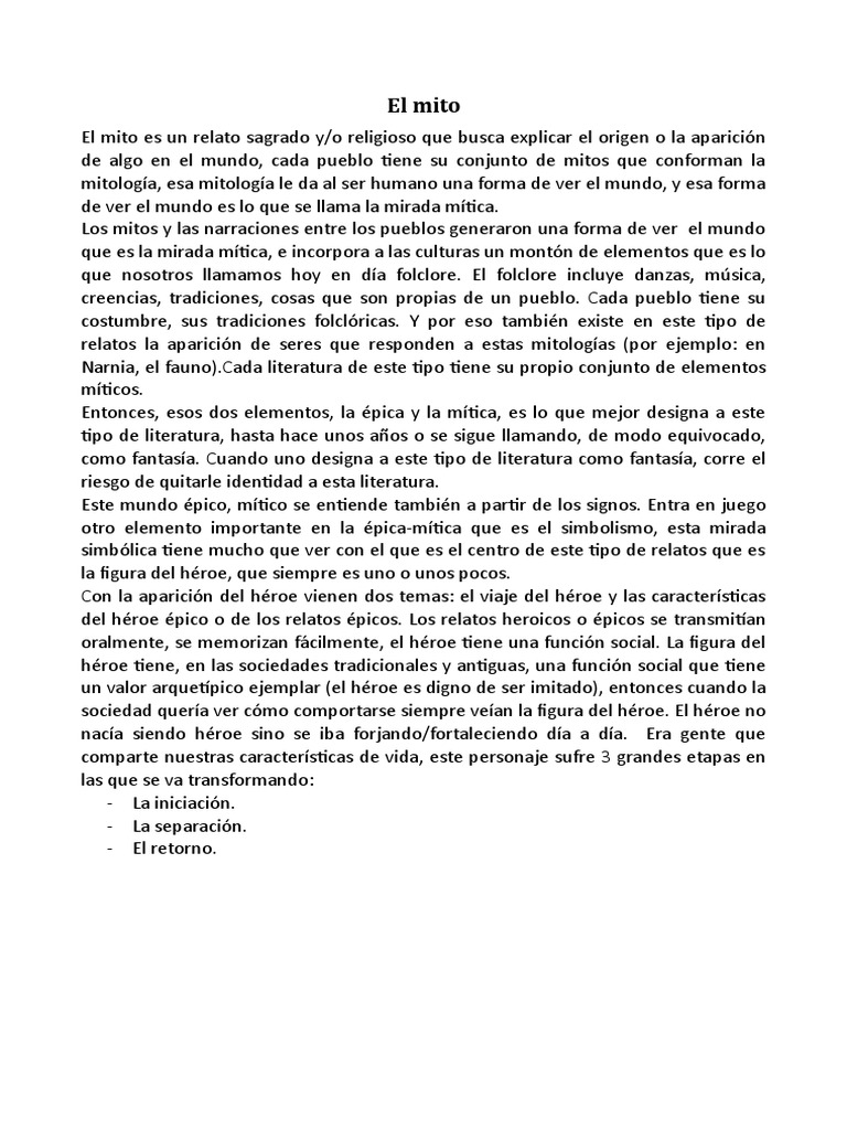 El Mito Es Un Relato Sagrado y | PDF