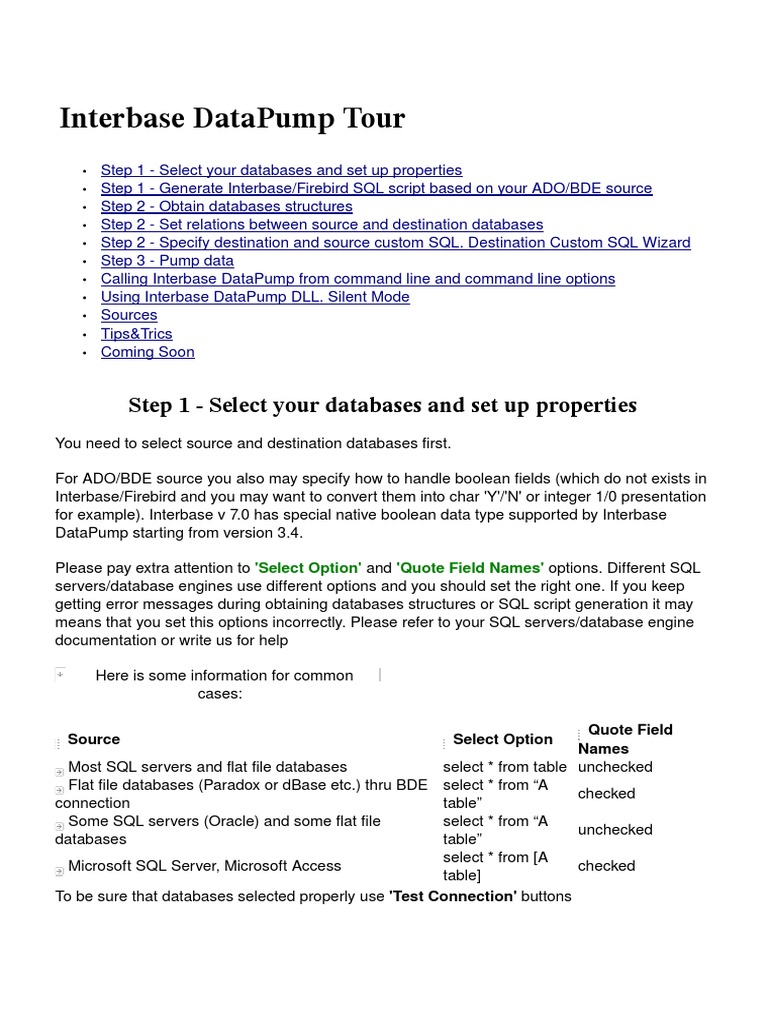 Interbase DataPump User Guide | PDF