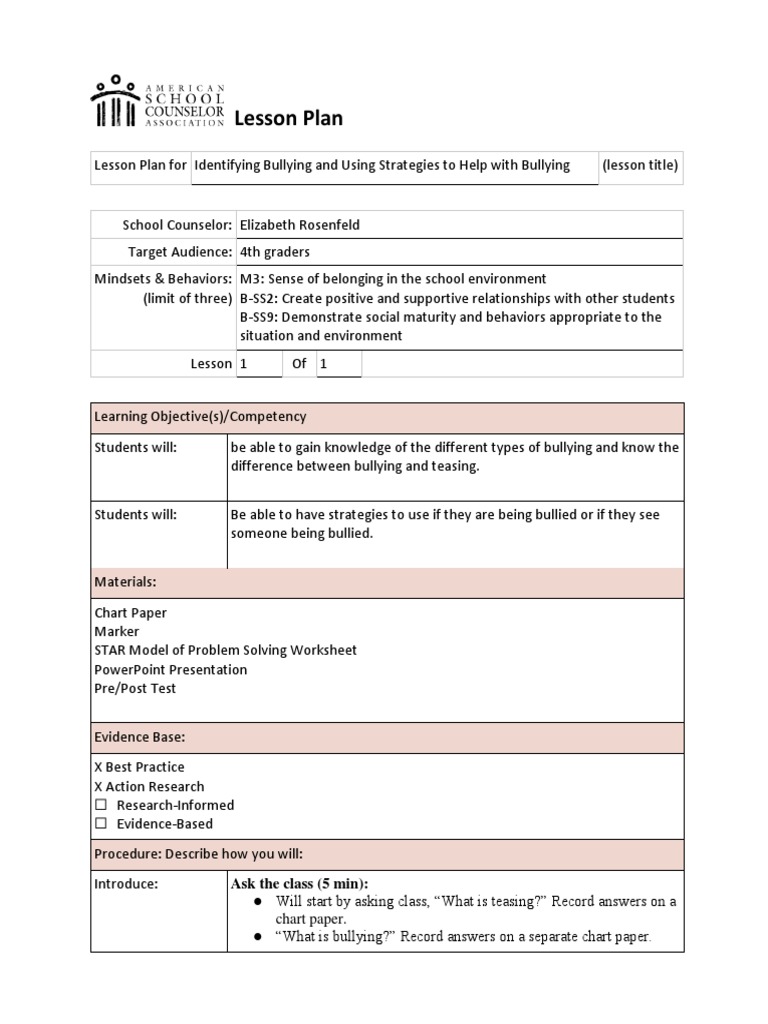Bullying Lesson Plan | PDF | Bullying | Lesson Plan