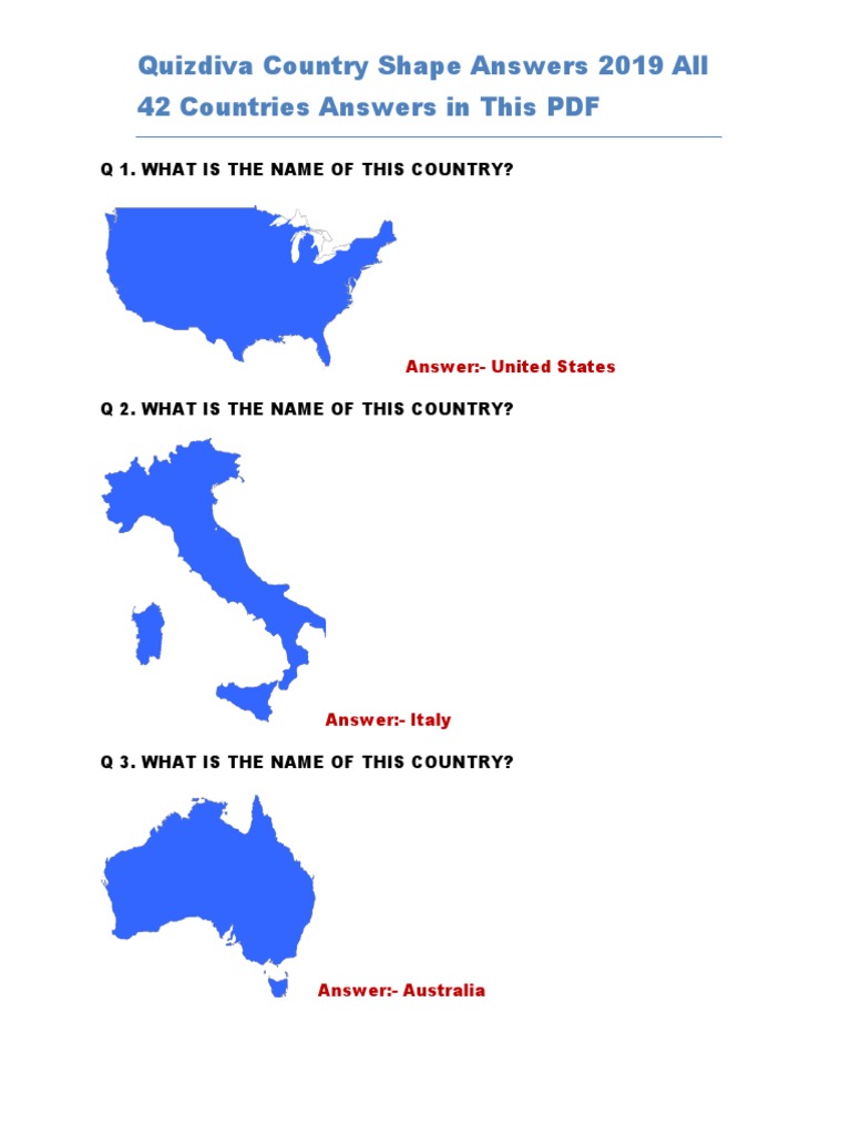 Country Shape Quiz All Answers Quizdiva | PDF | Computing And ...