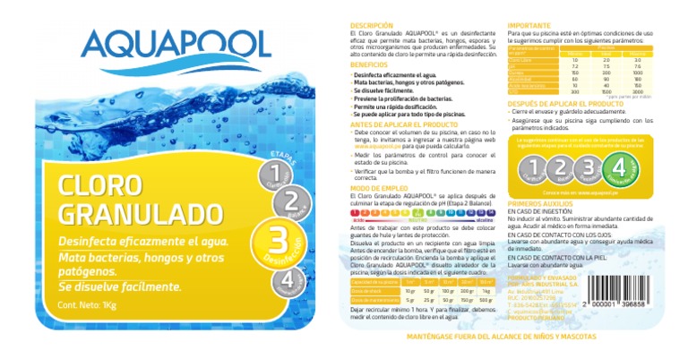 ETIQUETA CLORO.pdf | Piscina | Cloro