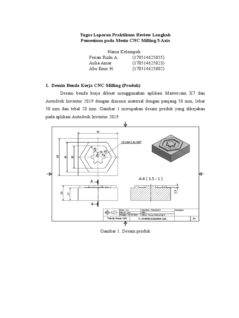 Tugas Laporan Praktikum CNC Milling Baru | PDF | Teknologi & Rekayasa
