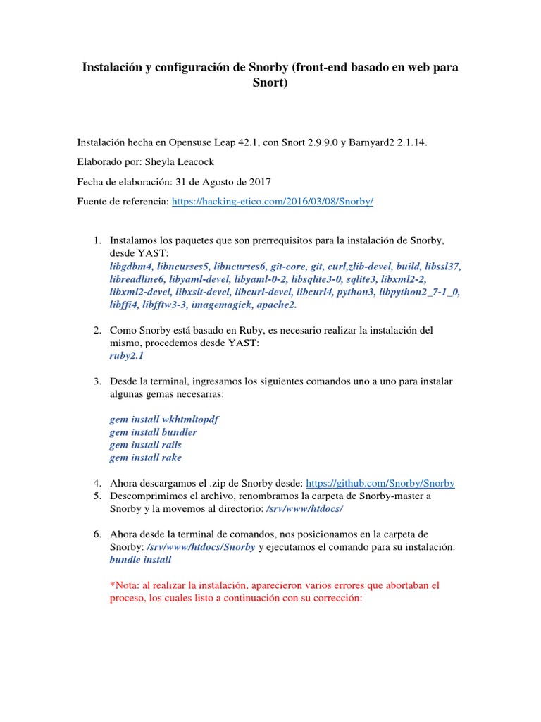 Instalacion y Configuracion de Snorby PDF | PDF | Servidor web ...