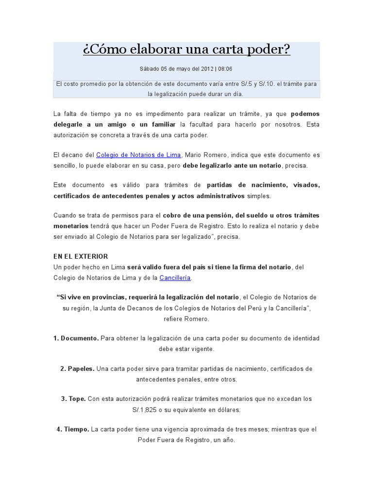 Cómo Elaborar Una Carta Poder | Descargar gratis PDF | Derecho penal ...
